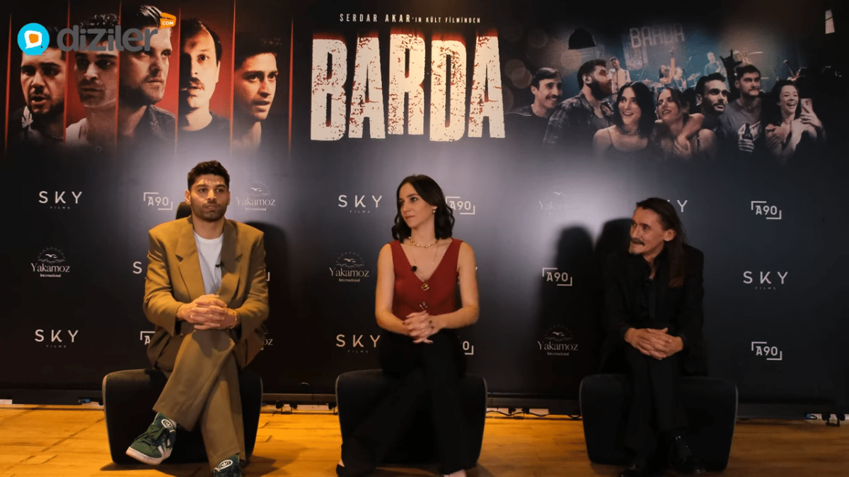 Barda filminin oyuncuları Cem Söküt, Melisa Berberoğlu ve Berkan Şal ...